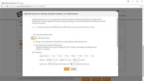 Locking Sync Job Settings Exchange Salesforce Knowledge Base LinkPoint