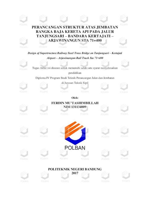 Pdf Perancangan Struktur Atas Jembatan Rangka Baja Digilibpolbanac