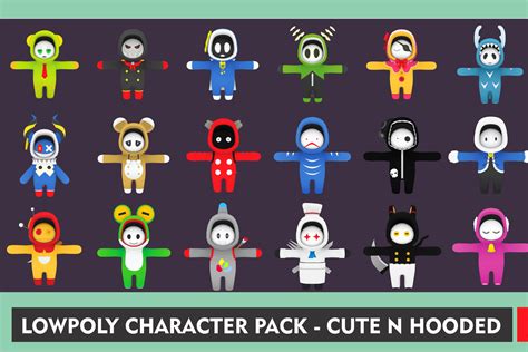 Lowpoly Character Pack Cute N Hooded 3D Humanoids Unity Asset Store