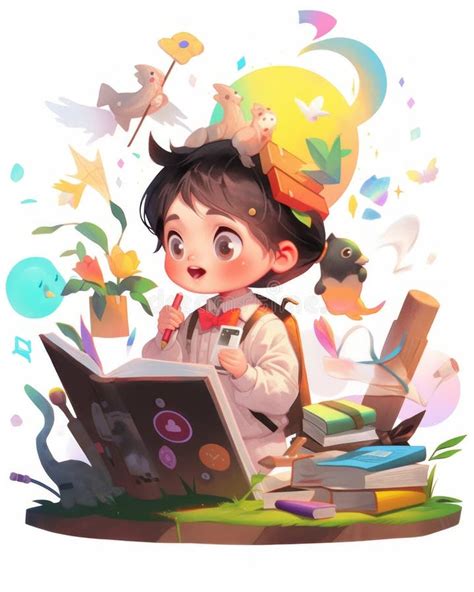 Chibi Boy Reading