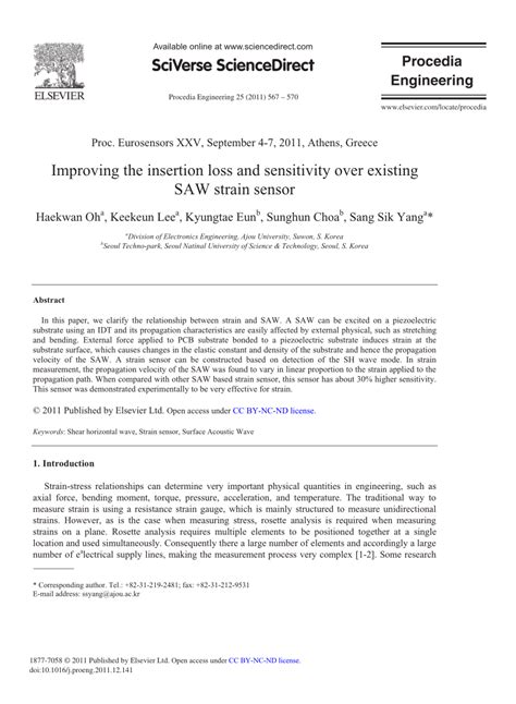 Pdf Improving The Insertion Loss And Sensitivity Over Existing Saw