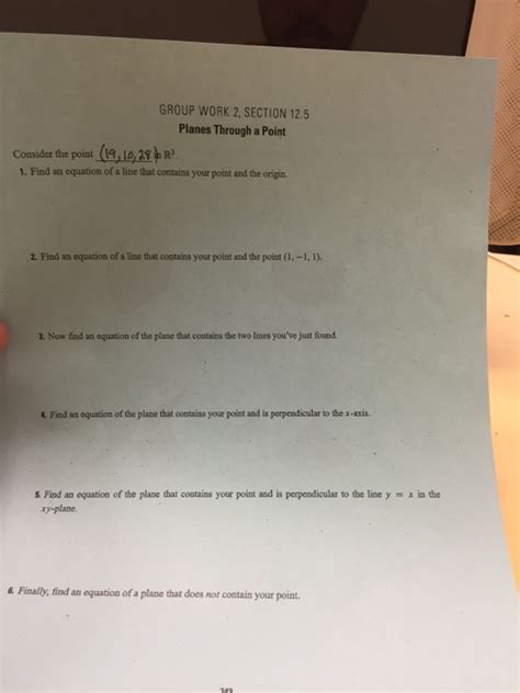 Solved GROUP WORK SECTION Planes Through A Point Chegg