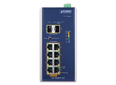 Planet Industrial 8 Port Poe Switch With 2×sfp And 12v Booster Igs 10