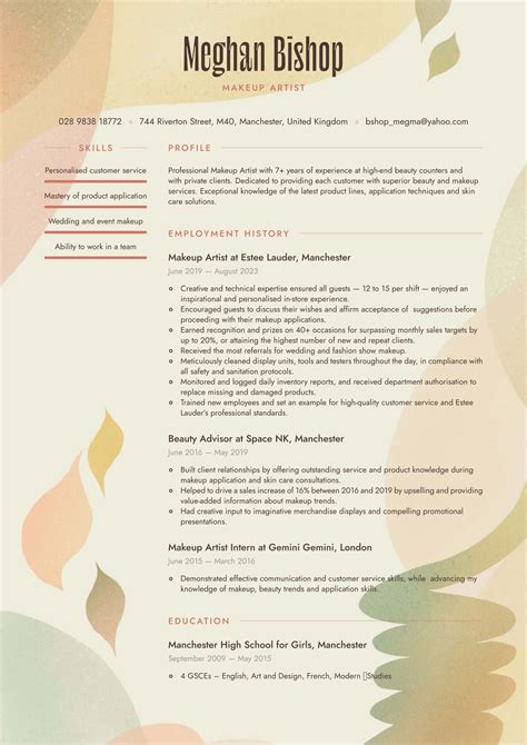 Makeup Artist CV Examples UK Templates 2025 Resume Io