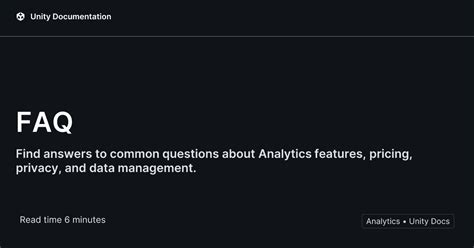 Faq • Analytics • Unity Docs