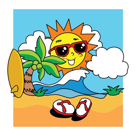 verano dibujos animados ilustración en vector estilo 21571757 Vector en