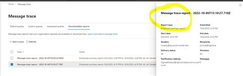 Message Trace Has No Link To Download The Downloadable Reports Microsoft Qanda