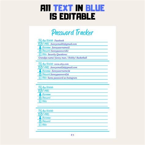 Personalized Password Logbook Cool Color Tone Password Keeper