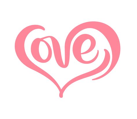 Red Calligraphy Word Love Vector Valentines Day Hand Drawn Lettering