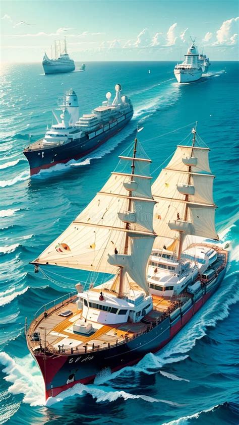 Sea Transport Ferry Boat Sea Scenery River Boat Stock Illustration Illustration Of Sailing