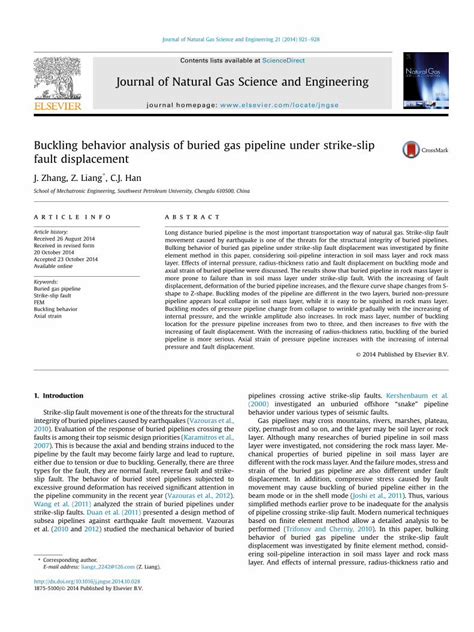 Pdf Buckling Behavior Analysis Of Buried Gas Pipeline Under Strike