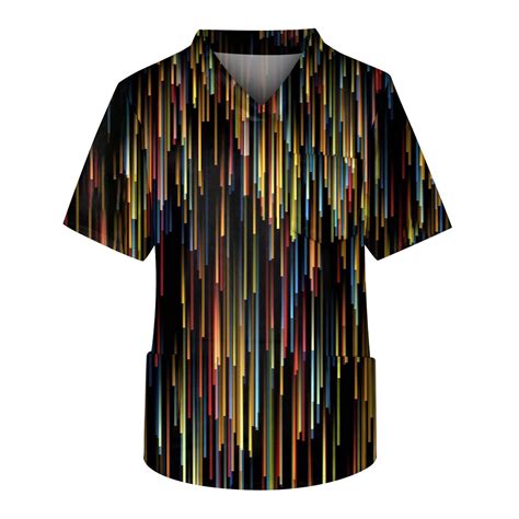 Mlqidk Tie Dye Print Scrub Tops Men Stretchy Scrub Tops Printed Nurse