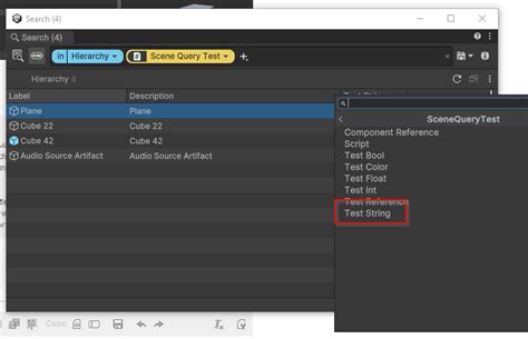 visual search query add string field as column unity engine unity