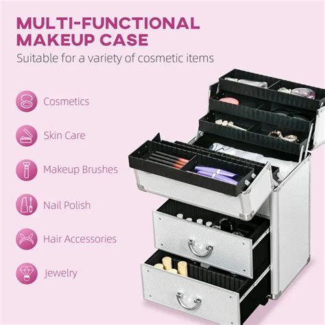 Dropship Homcom Rolling Makeup Train Case Large Storage Cosmetic Trolley Lockable Traveling