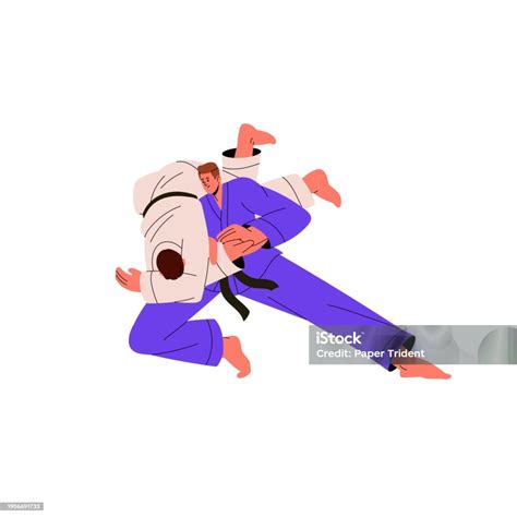 일본 무술 대회 합기도 스포츠 선수 훈련 유도 선수 스파링 전문 Jujutsu 파이터가 싸웁니다 중국 전통 스포츠 흰색에 평평한