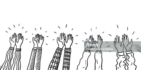 손으로 그린 스케치 스타일의 박수 엄지 손가락 제스처 박수를 치는 인간의 손 낙서 스타일 벡터 일러스트레이션에 낙서 드로잉에 대한 스톡 벡터 아트 및 기타 이미지 Istock