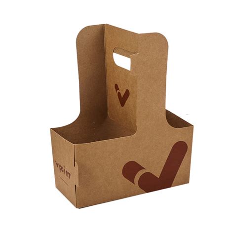 Custom Biodegradable Kraft Two Cup Drink Carrier