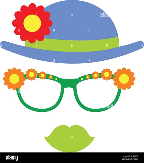 Funny Mask Props Carnival Costume Hat And Party Glasses Stock Vector