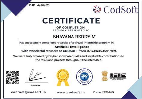 bhavana reddy m on linkedin ai codsoft internship