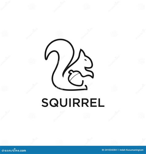 Squirrel Logo Outline Squirrel And Acorn Stock Vector Illustration