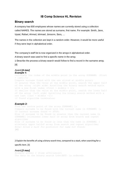 Binary Search Comp Ib Comp Science Hl Revision Binary Search A Company Has 600 Employees