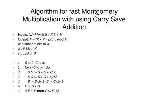 ppt area time efficient montgomery modular multiplication powerpoint