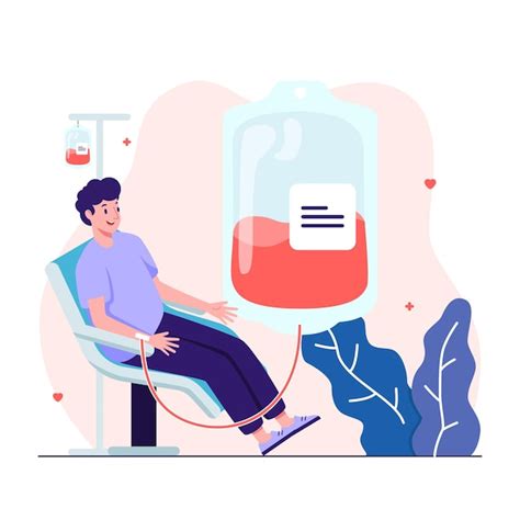 Premium Vector Man In A Chair Donating His Blood Into A Blood Bag