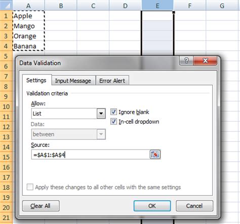 إنشاء قائمة منسدلة قائمة التحقق من الصحة في مصنفات ms excel ذكري