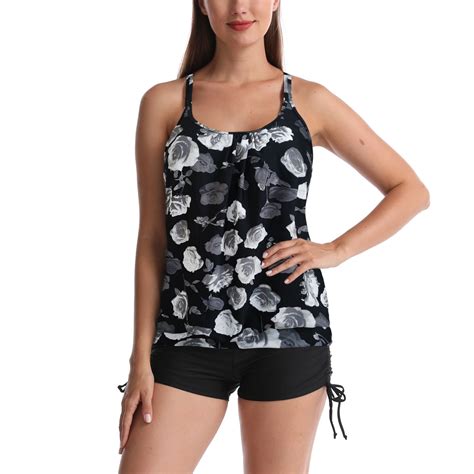 Poteti Plus Size Swimsuit For Women Modest Tankini Beach Vacation