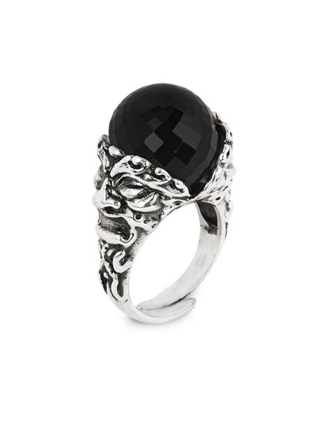 Gerardo Sacco Anello In Argento Con Maschera E Onice 27803