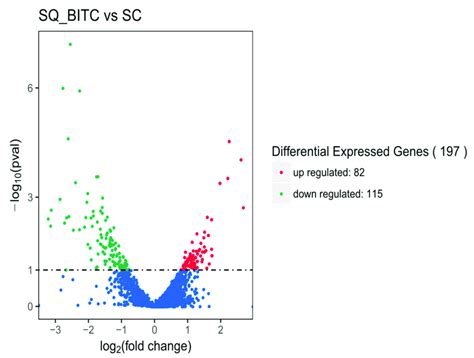 Volcano Map Of Differentially Expressed Genes Degs For Sq Bitc Vs Sc