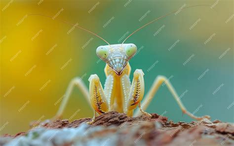 Premium Photo Praying Mantis Assuming Defensive Posture Against