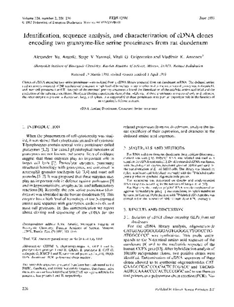 Pdf Identification Sequence Analysis And Characterization Of Cdna