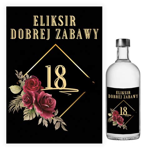 Naklejki na Butelki na 18 Urodziny Róże 10 sztuk Szalony Kot