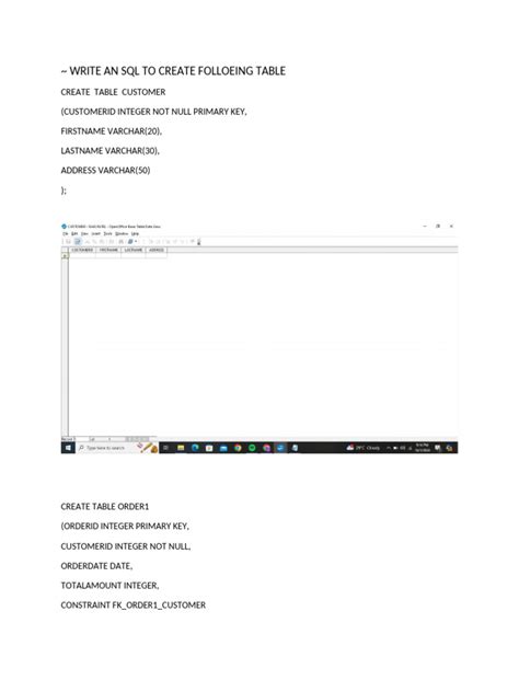 Write An Sql To Create Folloeing Table Pdf