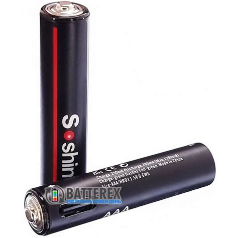 Літієвий акумулятор 1.5В AAA Li-ion Soshine 600mWh із зарядкою від USB ...