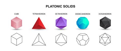 Premium Vector Set Of Colorful Vector Editable 3d Platonic Solids Isolated On White Background