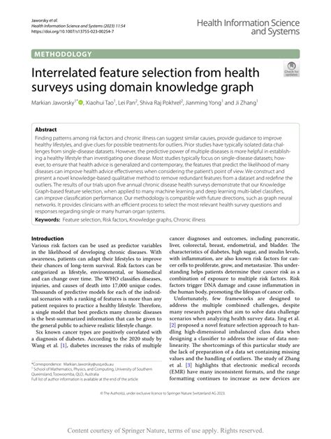 Interrelated Feature Selection From Health Surveys Using Domain Knowledge Graph