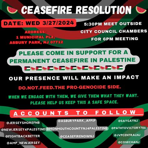 Asbury Park City Council Meeting 327 530pm Nj Palestine Support News