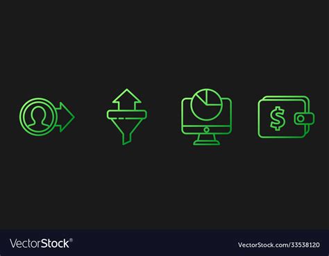 Set Line Computer Monitor With Graph Chart Job Vector Image
