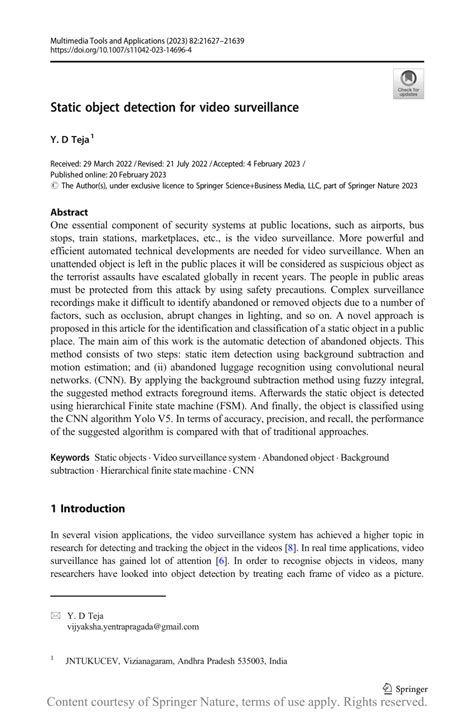 Static Object Detection For Video Surveillance