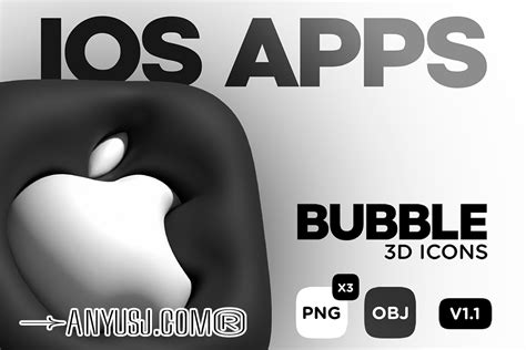 20款3d趣味ios苹果系统立体膨胀icon图标插画png模型设计套装3d Bubble Pack Ios Applications