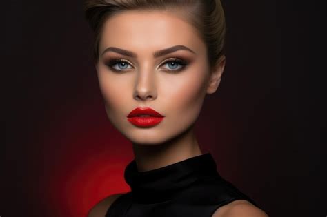 Premium Ai Image Portrait Shot Of A Model With A Glamorous And Red