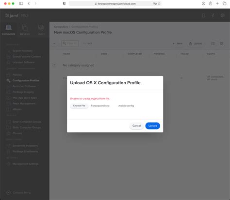 Error Uploading A Configuration Profile