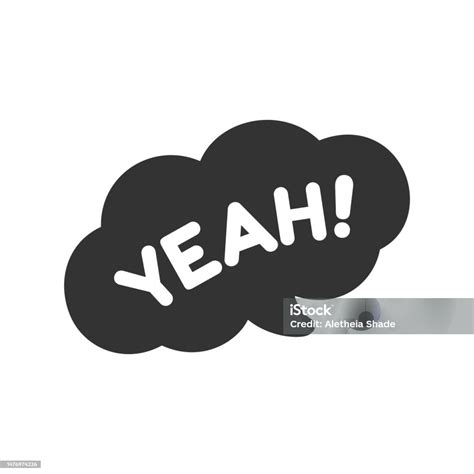 Yeah Speech Bubble Icon Cute Black Text Lettering Vector Illustration