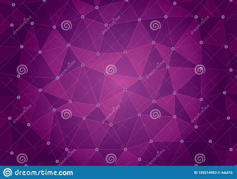 Abstract Violet Geometric Triangular Low Poly With Dots And Lines Gradient Illustration For