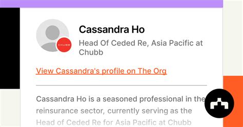 Cassandra Ho Head Of Ceded Re Asia Pacific At Chubb The Org