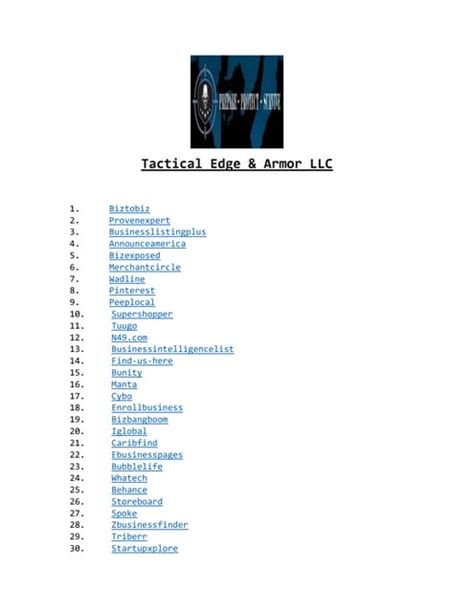 Tactical Edge And Armor Llc Pdf
