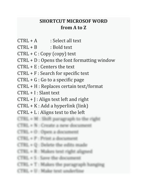 SOLUTION Shortcut Microsof Word From A To Z Studypool