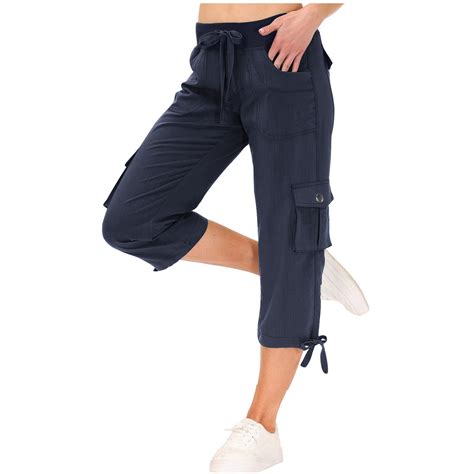 Buigttklop No Boundaries Womens Capris With Pockets Loose Fit Casual